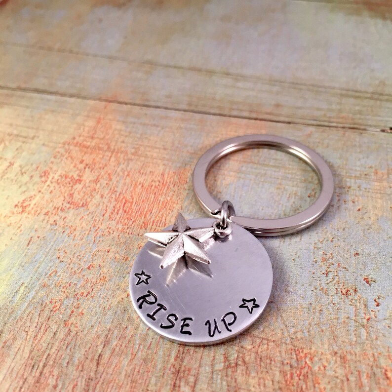 Hamilton Keychain Antiqued silver 3D star keyring RISE UP | Etsy