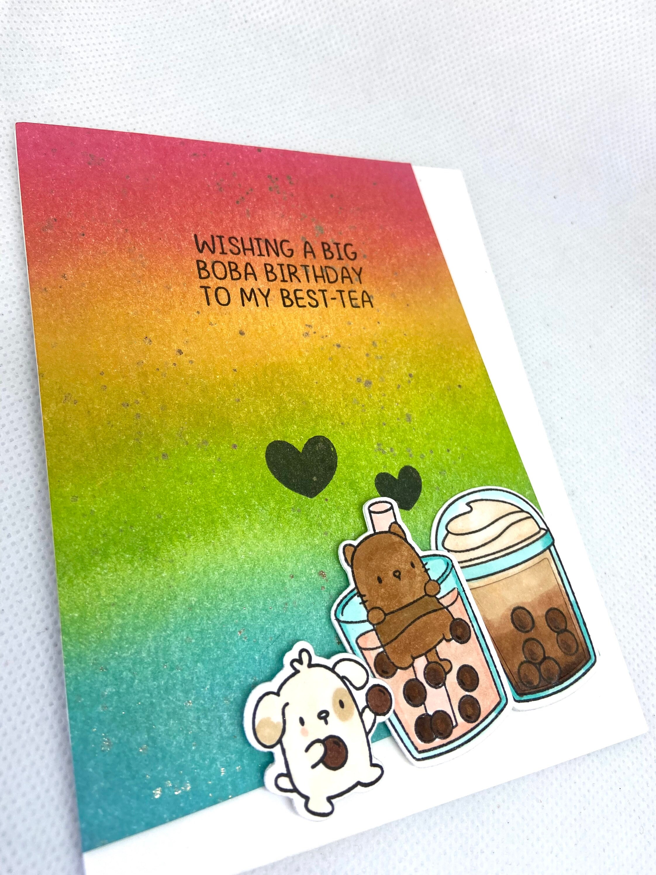 Rainbow Birthday Card, Boba Tea Card, Card for Bestie, Big Boba ...