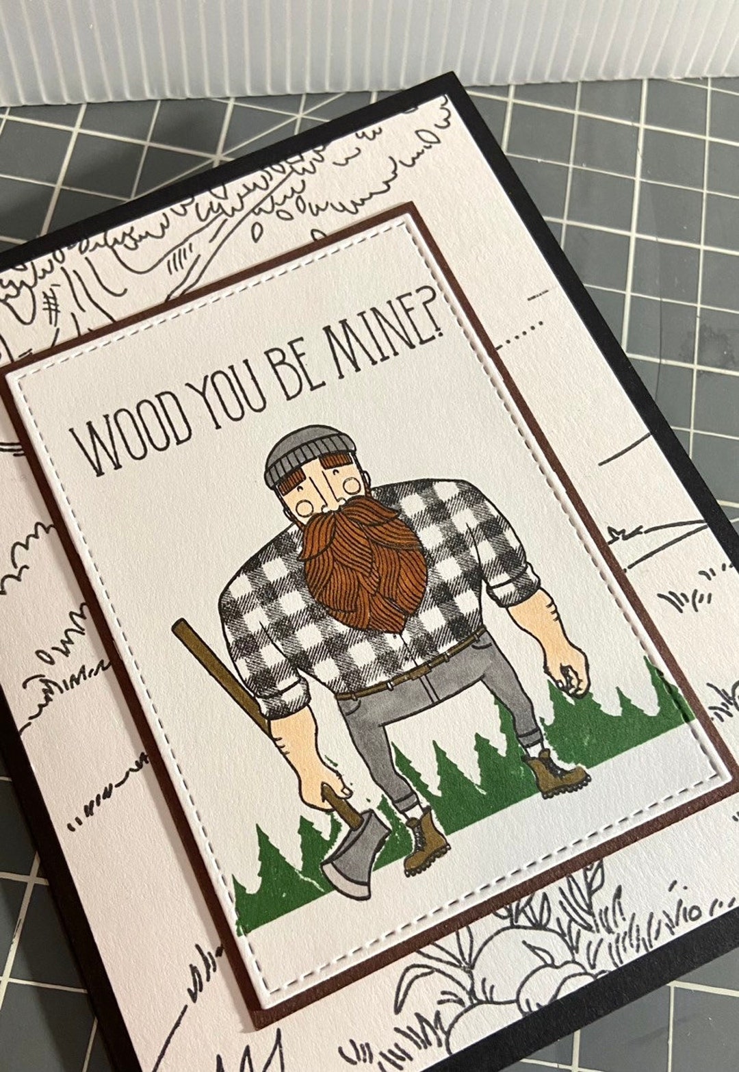 Valentines Day Card, Lumberjack, Outdoors Man, Woodsman, Camper, Wood ...