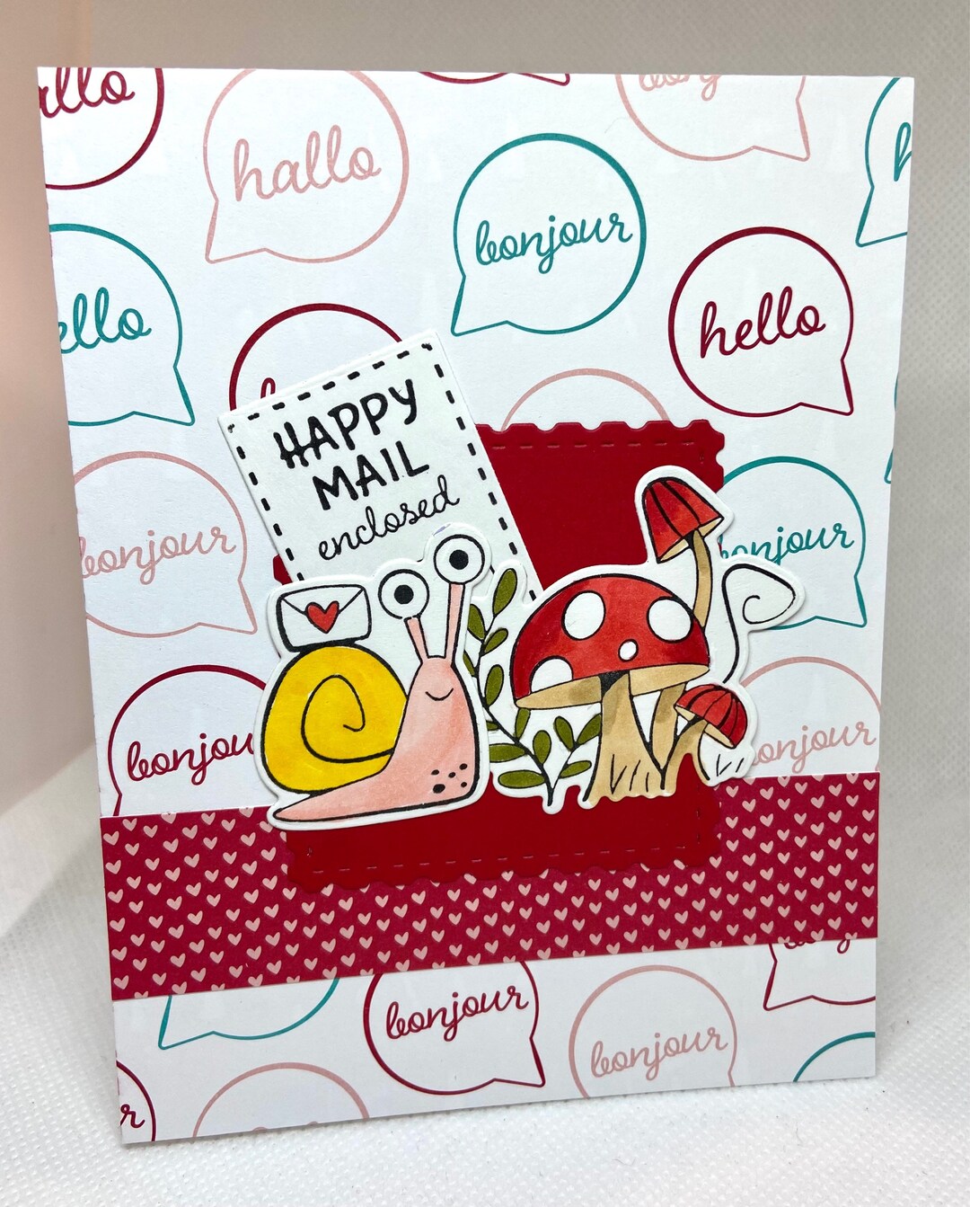 Hello Card, Happy Mail Card, Snail Mail Card, Hello, Bonjour, Cute ...