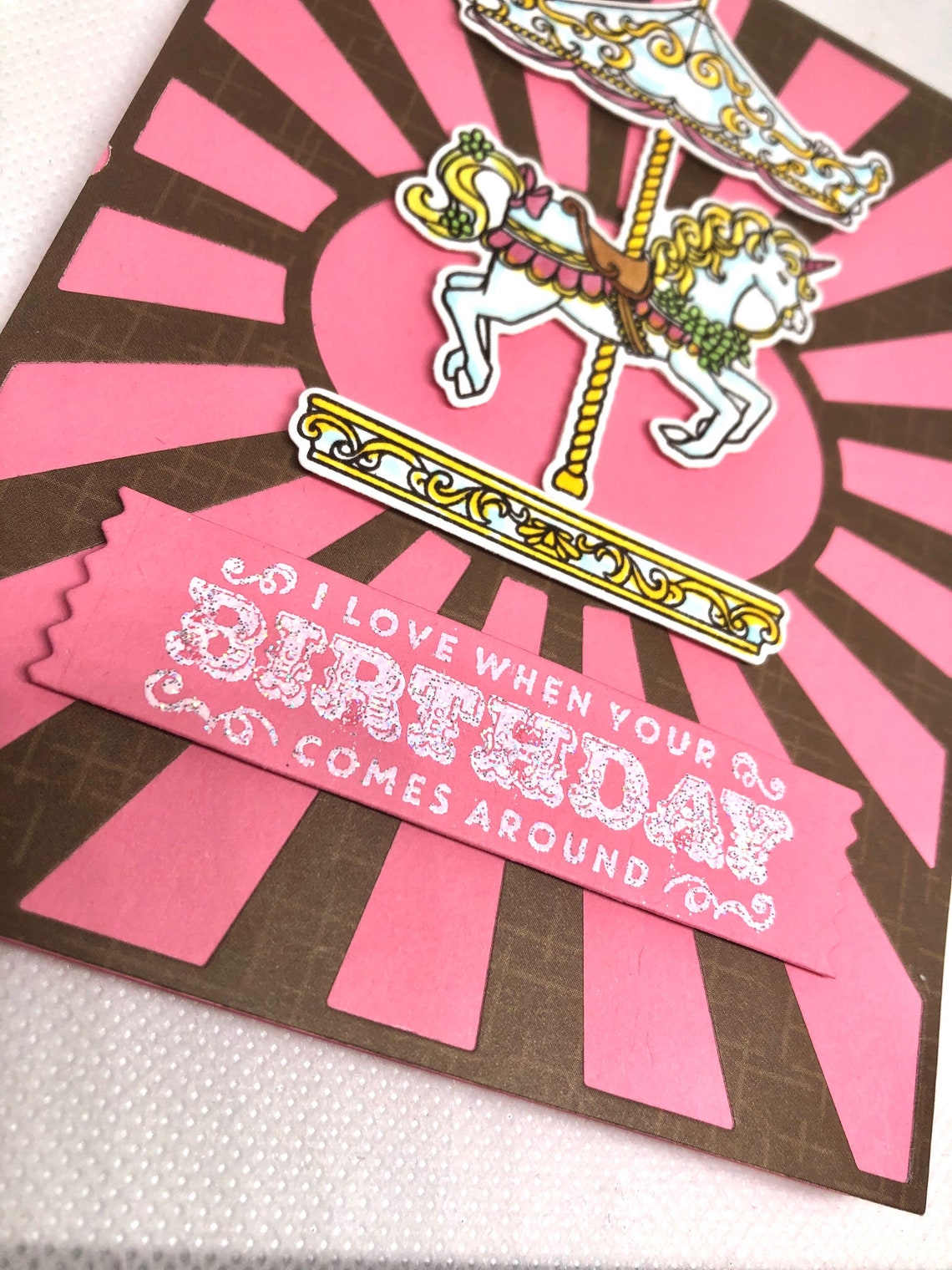 BIRTHDAY CARD Merry Go Round Birthday Cards Amusement Park - Etsy