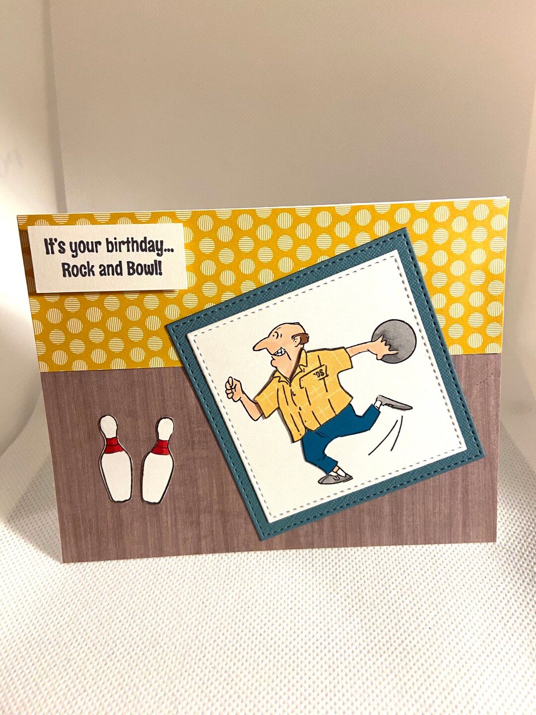Bowling Birthday Card Retro Bowling Card Birthday Bowler - Etsy