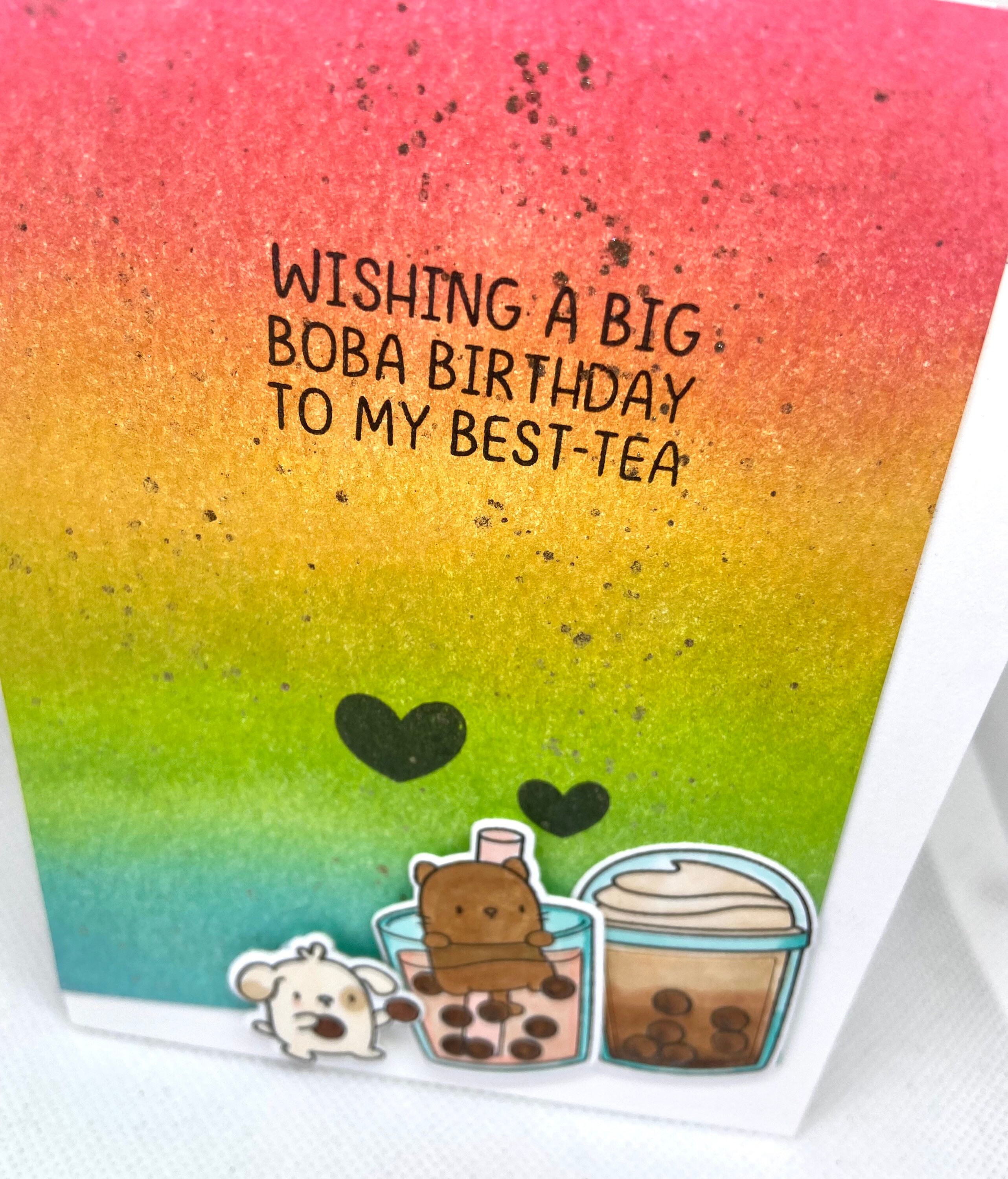 Rainbow Birthday Card, Boba Tea Card, Card for Bestie, Big Boba ...
