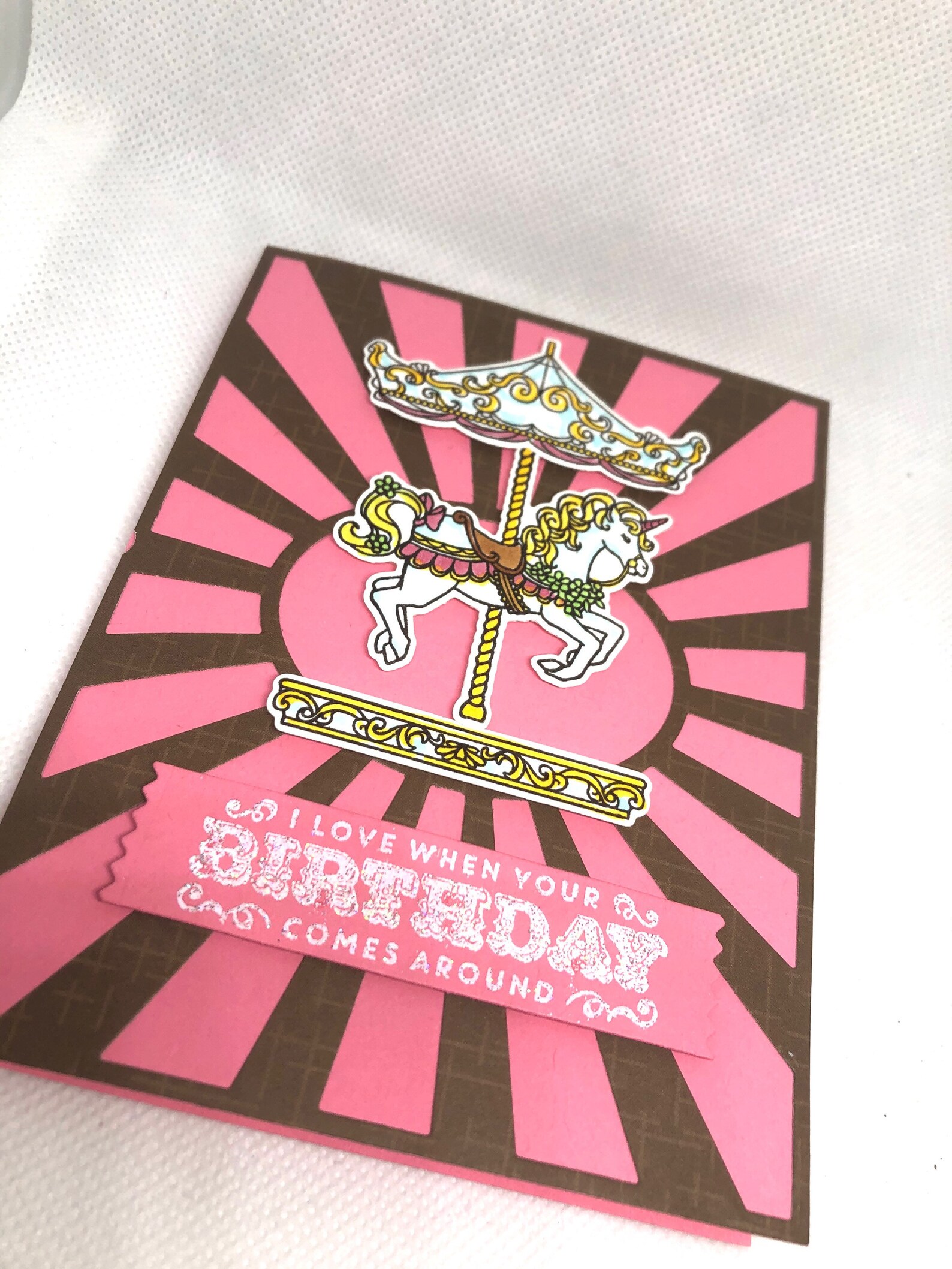 BIRTHDAY CARD Merry Go Round Birthday Cards Amusement Park - Etsy