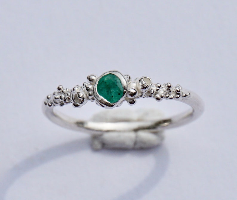 Forest Green Emerald Engagement Ring Twig Ring Dainty - Etsy