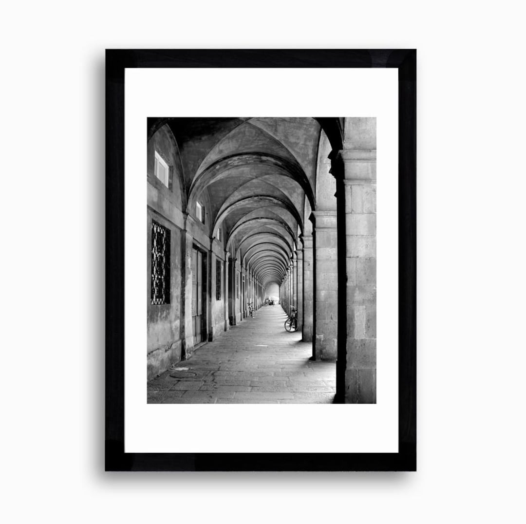 Italian Archway Black and White Photography Print, Rustic Tuscan Wall ...