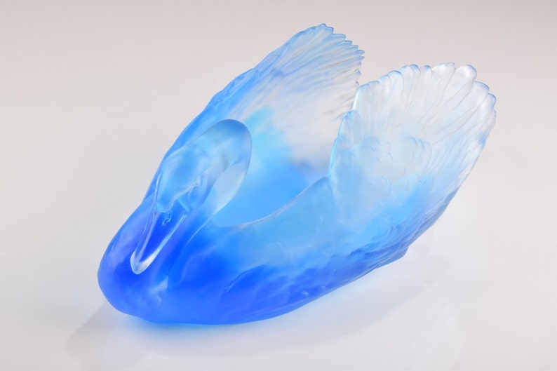 Crystal Swan Blue Bird Figurine Clear and Stained Hand-crafted - Etsy