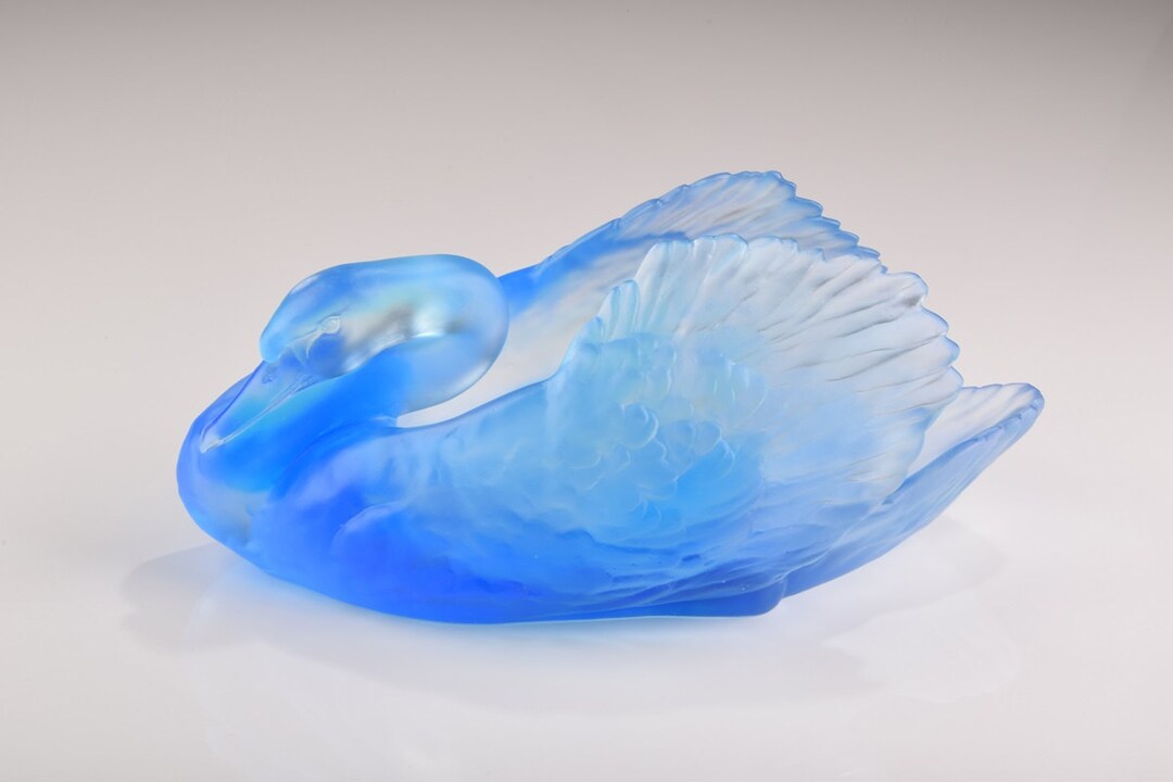 Crystal Swan Blue Bird Figurine Clear and Stained Hand-crafted - Etsy