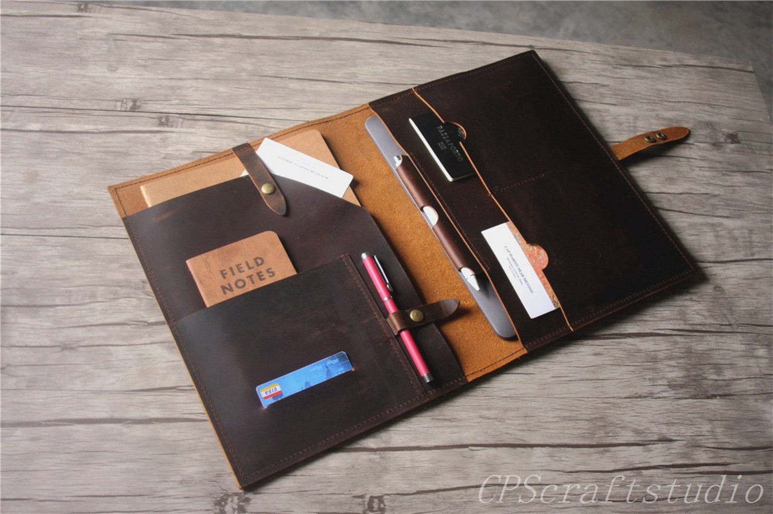 Personalized Leather Folder Mens Leather Portfolio Case - Etsy