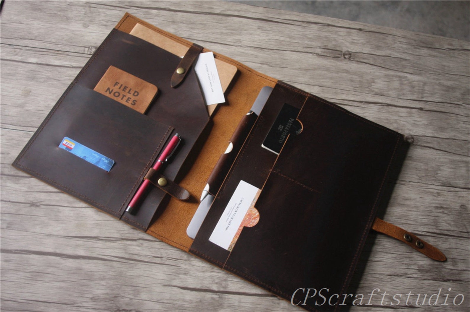 Personalized Leather Folder Mens Leather Portfolio Case - Etsy