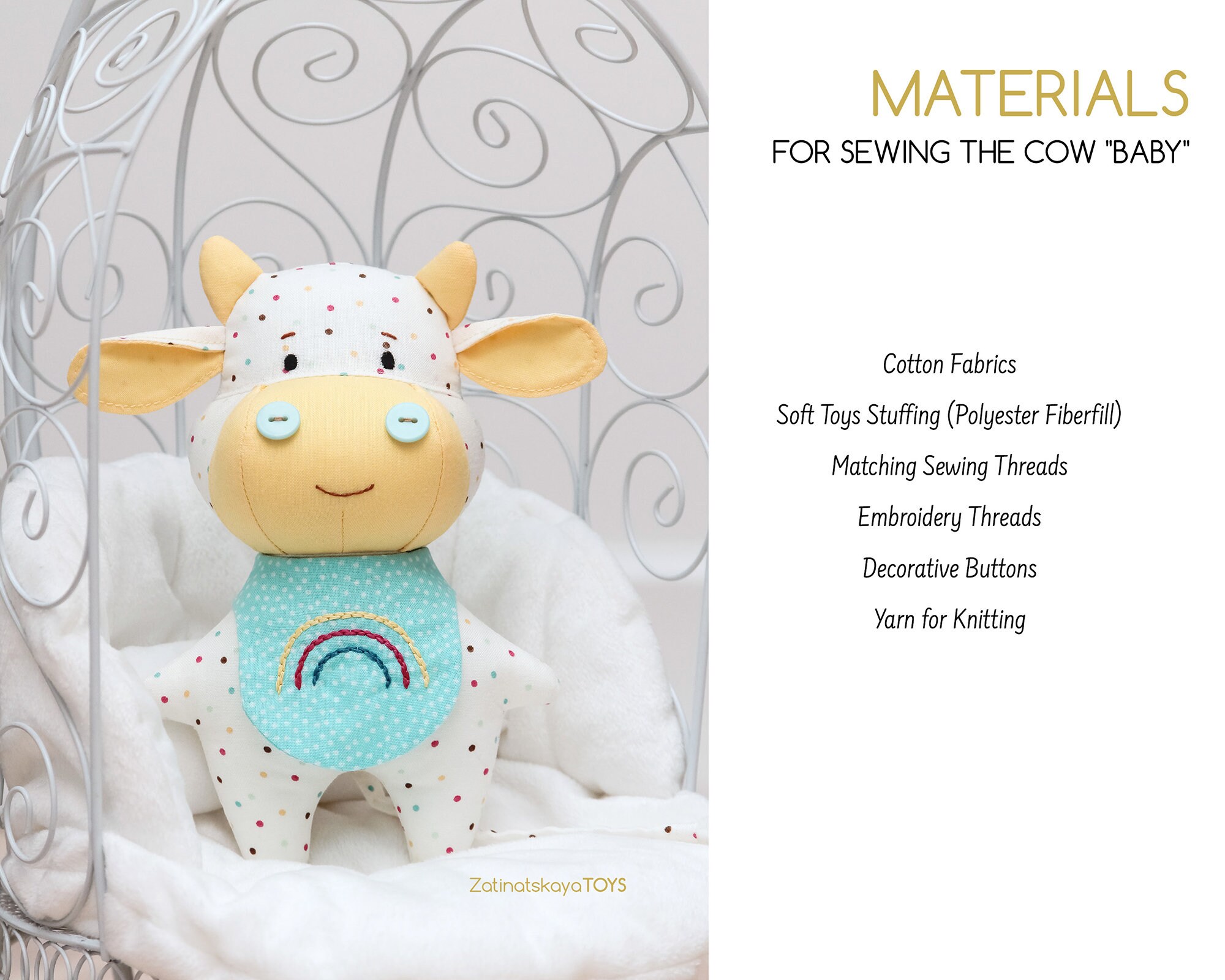 Cow sewing pattern PDF. Christmas stuffed baby toy | Etsy