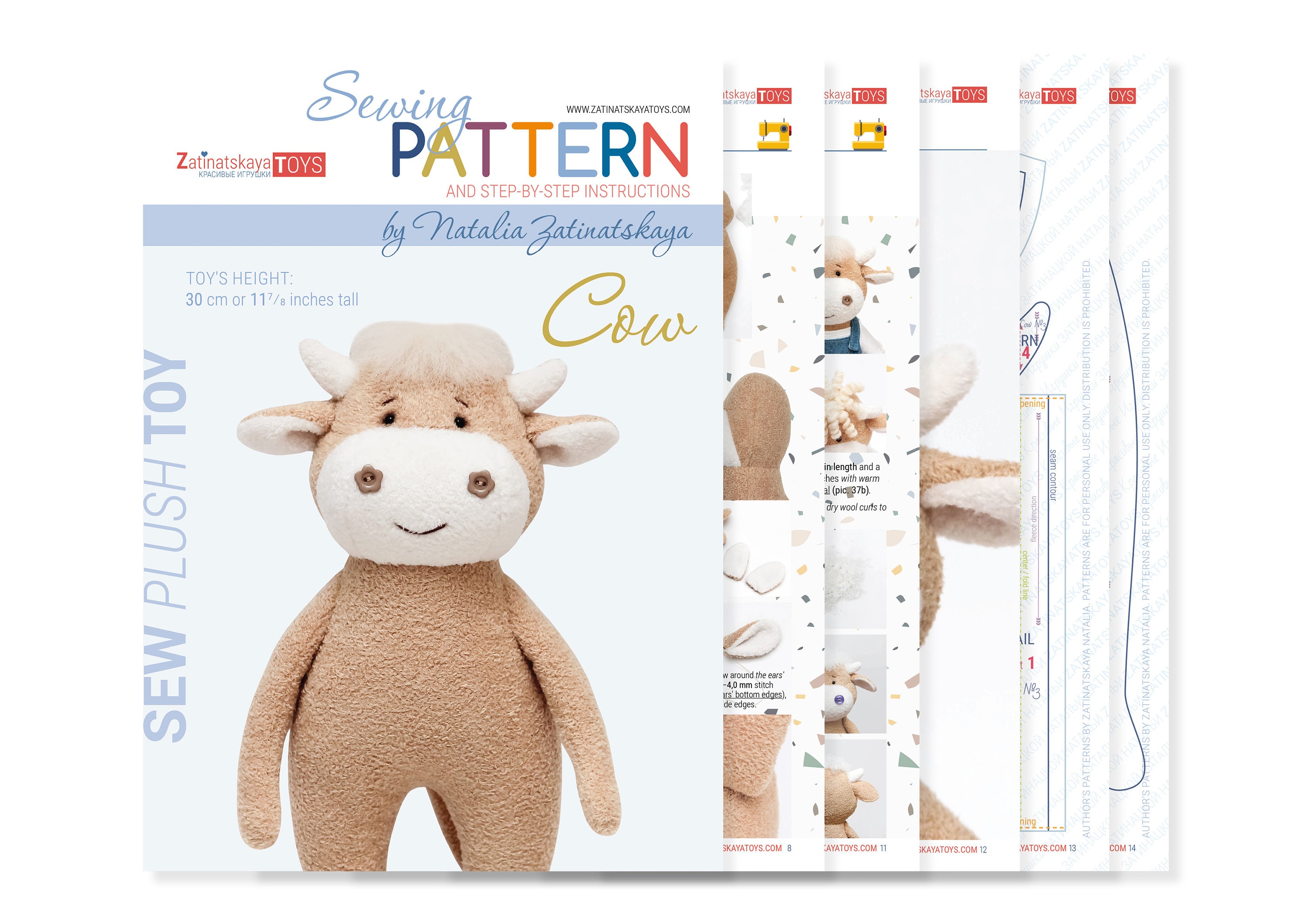 Stuffed cow pattern sewing Christmas plush toy PDF | Etsy