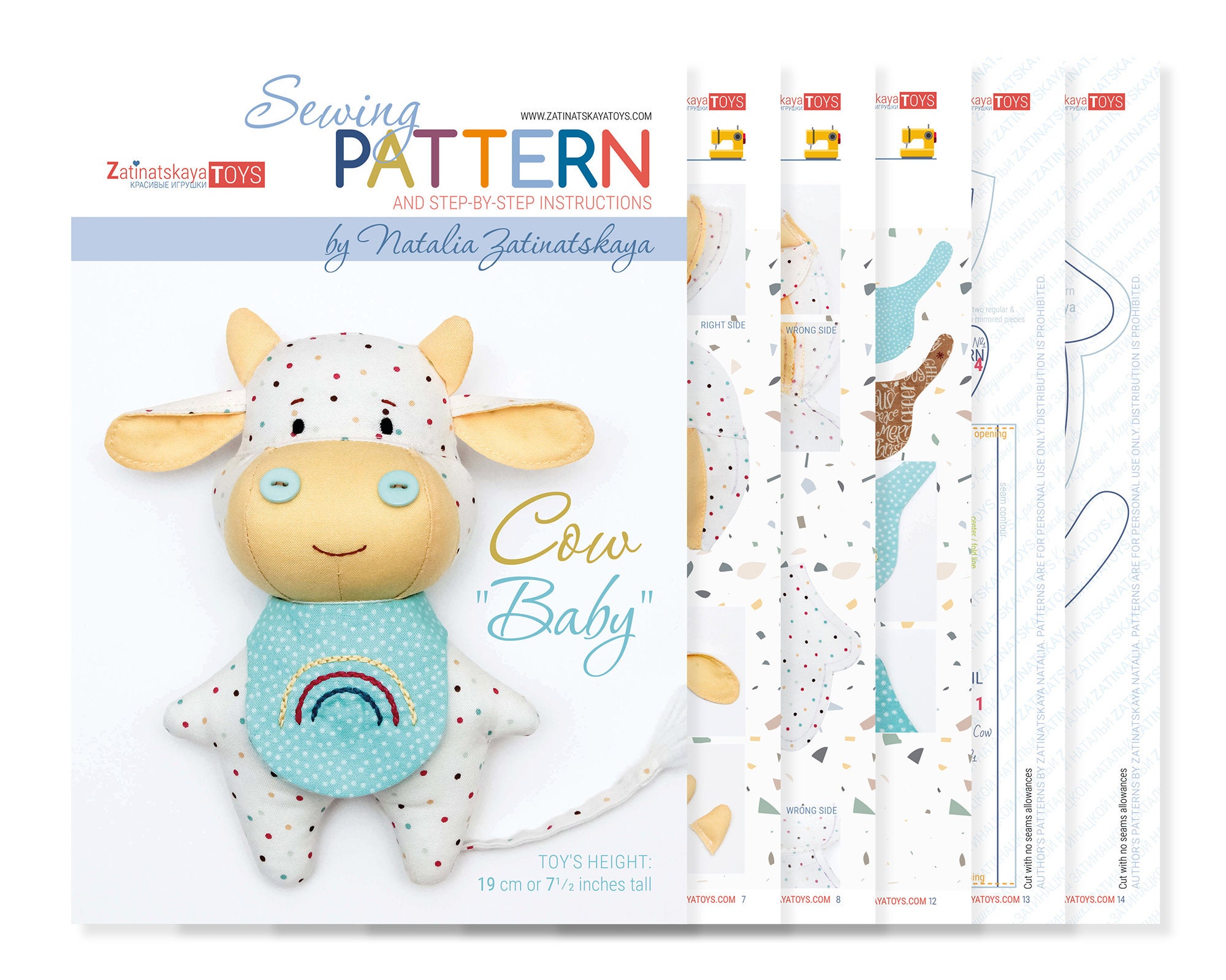 Cow sewing pattern PDF. Christmas stuffed baby toy | Etsy