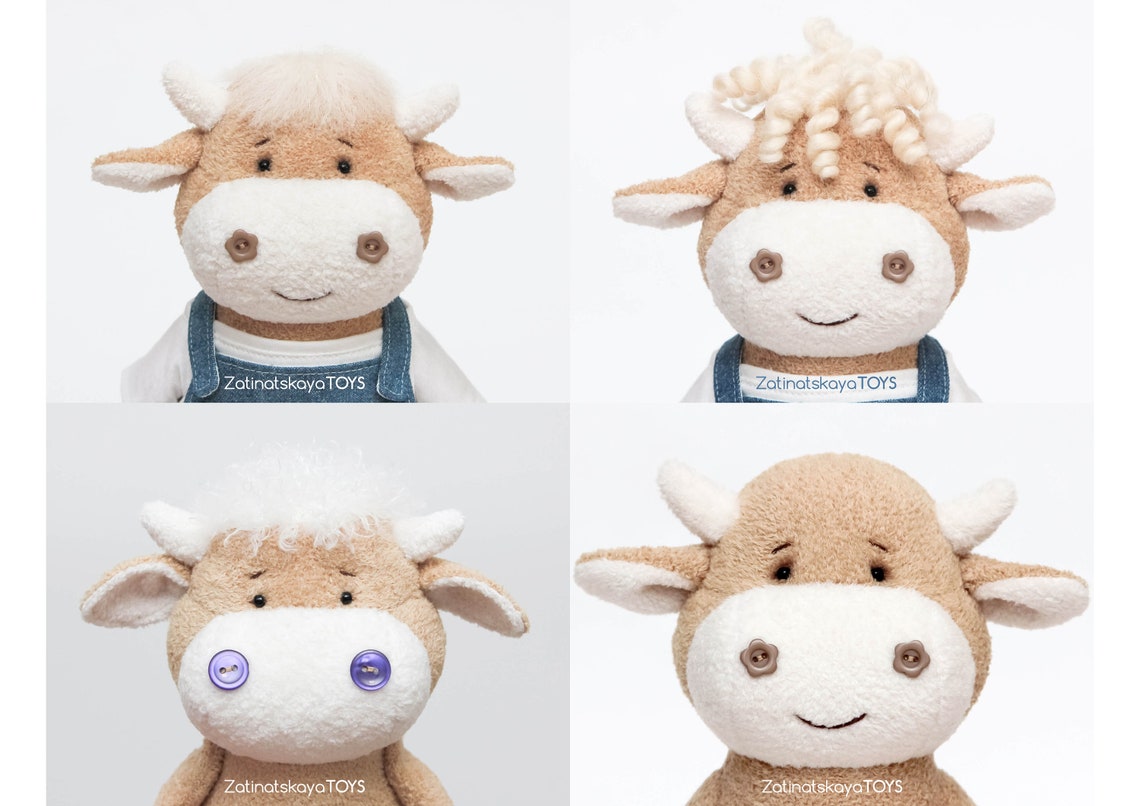 Stuffed cow pattern sewing Christmas plush toy PDF | Etsy