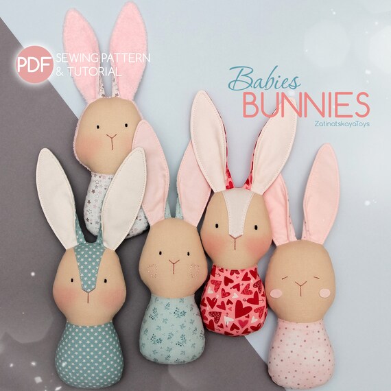 Bunny Sewing Pattern PDF Easter Bunnies Rag Dolls for Baby | Etsy