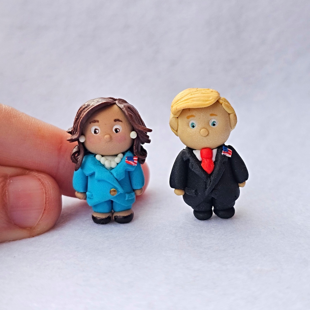 1:12 Scale Dolls House Miniature Trump & Harris Collectible Figurines ...