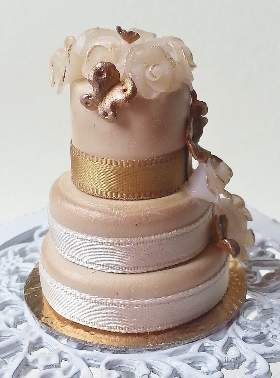 Miniature Wedding Cake Golden Scale 1:12 / Miniature Food - Etsy