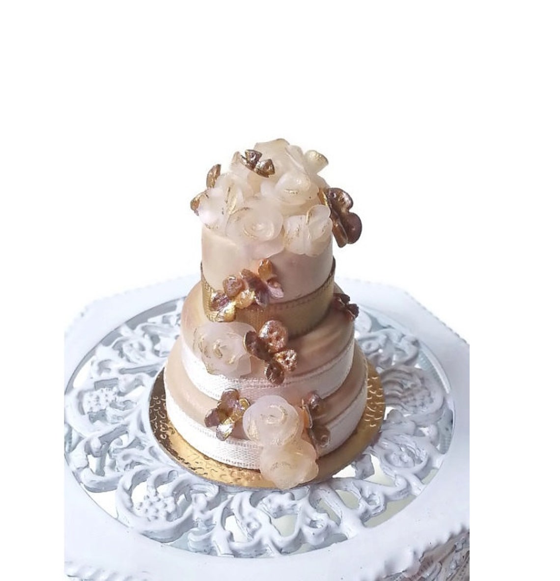 Miniature Wedding Cake Golden Scale 1:12 / Miniature Food - Etsy