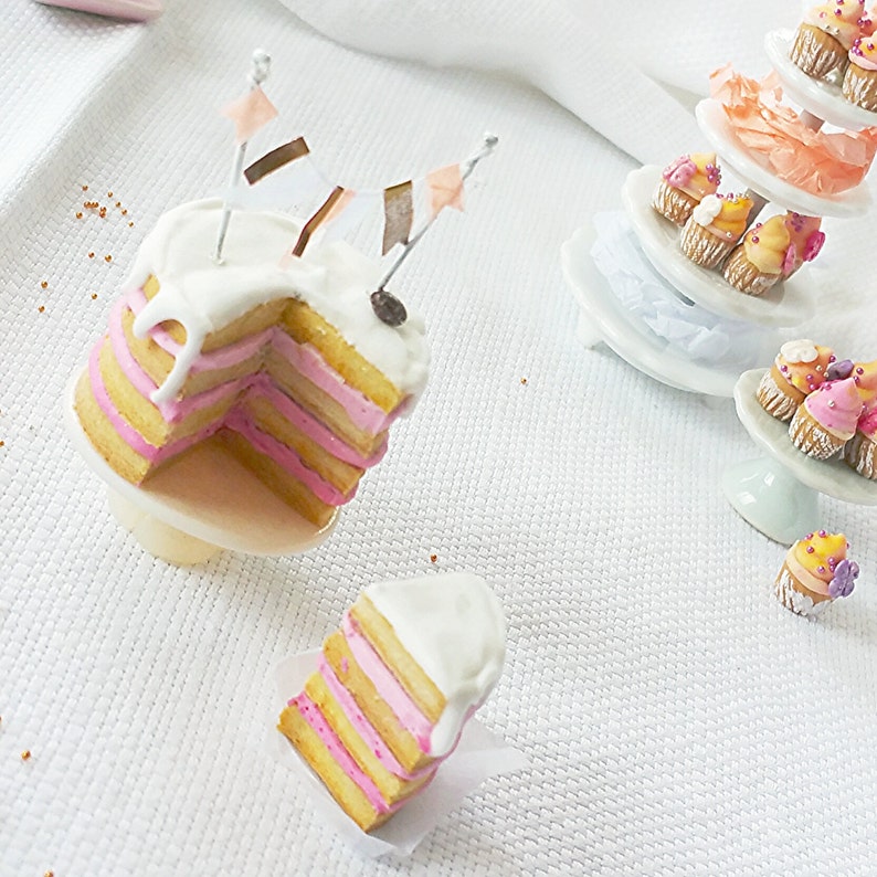 Dollhouse Miniature Birthday Celebration Cake Scale 1:12 / - Etsy UK