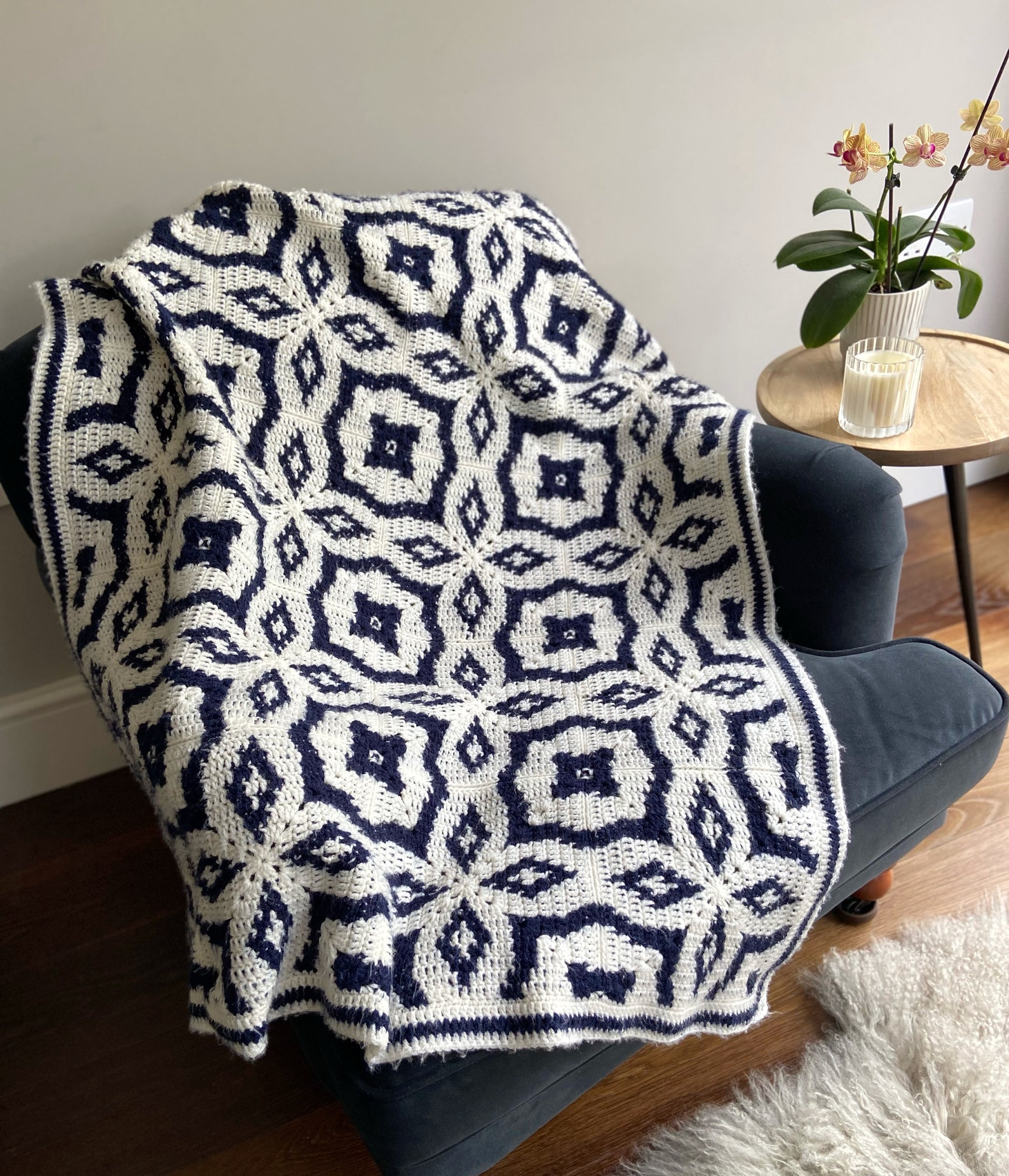 Midnight Diamond Blanket Crochet Pattern - Etsy