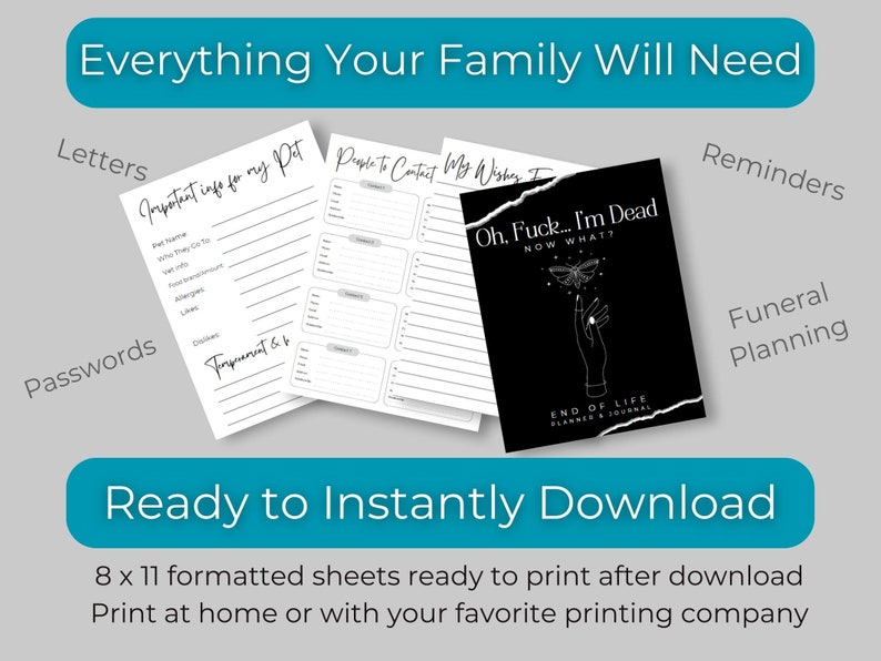 End of Life Planner Printable: Emergency Binder, Funeral Planning (US ...