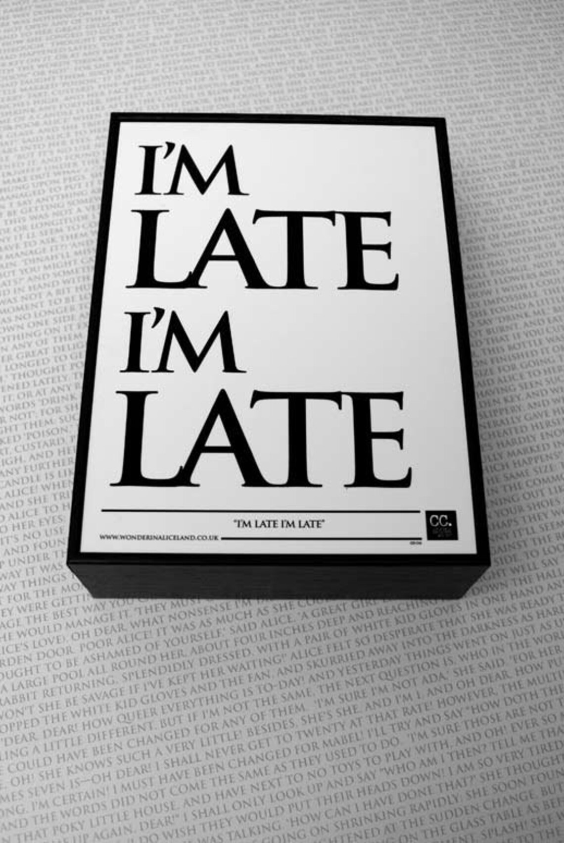 Alice in Wonderland Framed Quote I'm Late I'm Late, Lewis Carroll, Mad ...