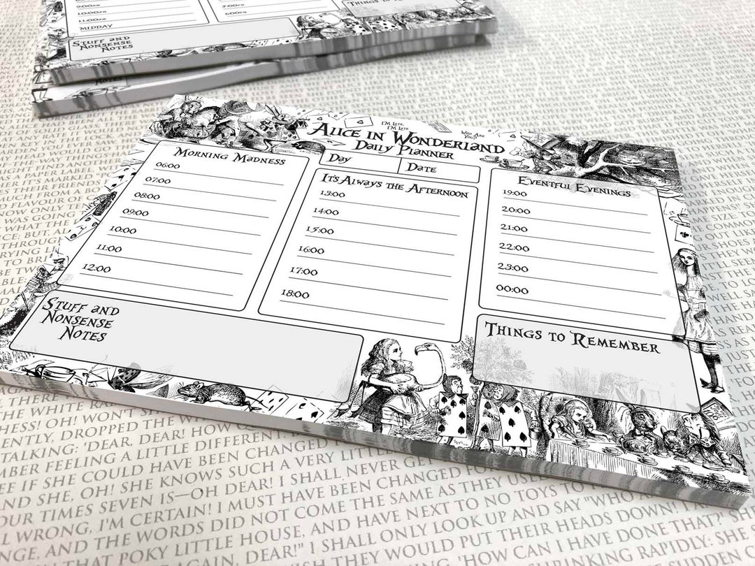 Alice in Wonderland Daily Planner - Wonderland Quote, Mad Hatter, Alice ...