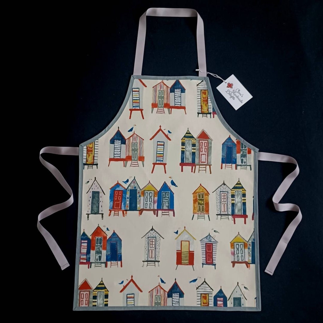 PVC Oilcloth Apron - Seaside Beach Huts - Handmade in Scotland | Wipe ...