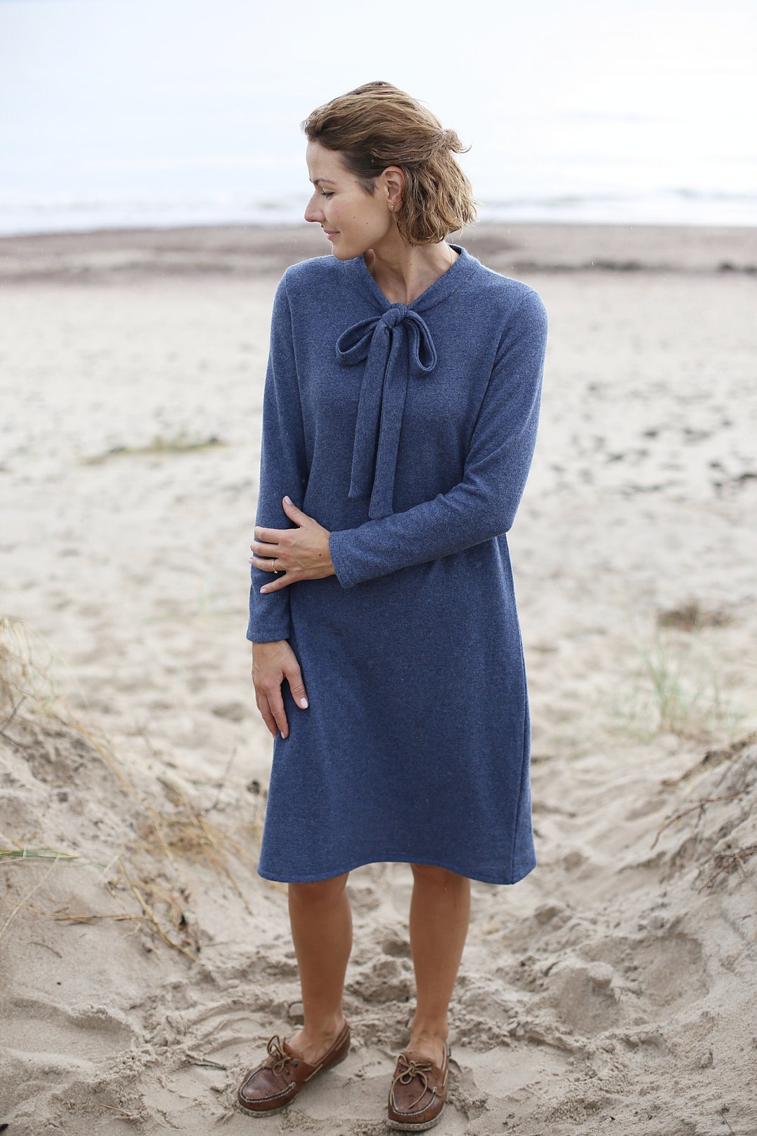 Elegant Natural Eco Wool Dress | Long Dress | Winter Dress | Women ...