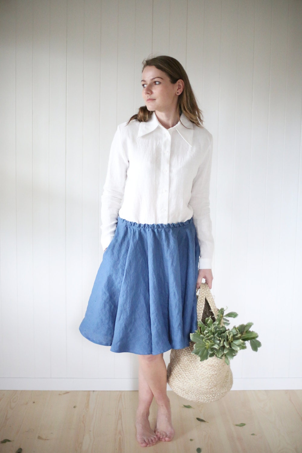 Linen collar shirt Women Shirt Linen Shirt Collar Blouse | Etsy