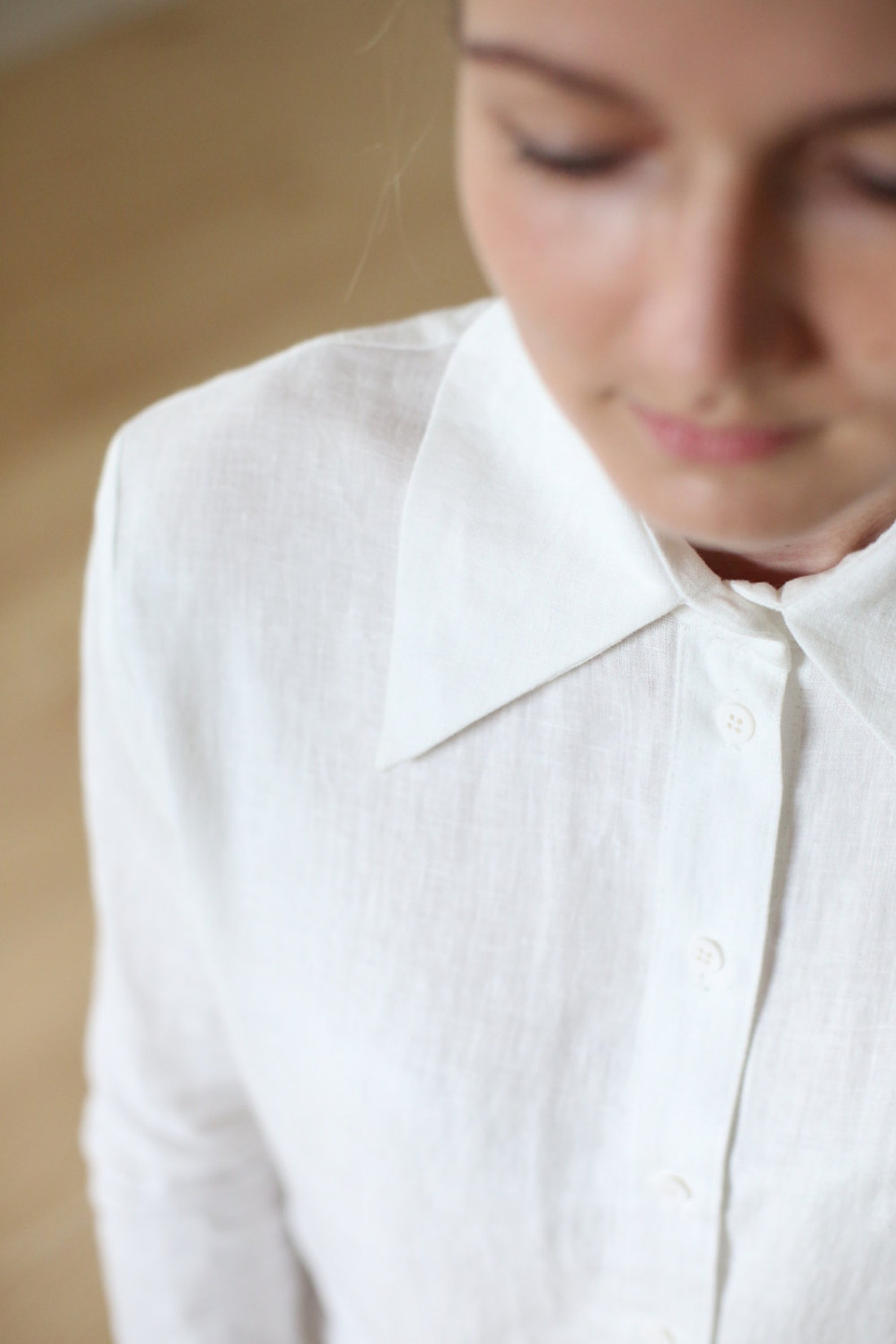 Linen collar shirt Women Shirt Linen Shirt Collar Blouse | Etsy