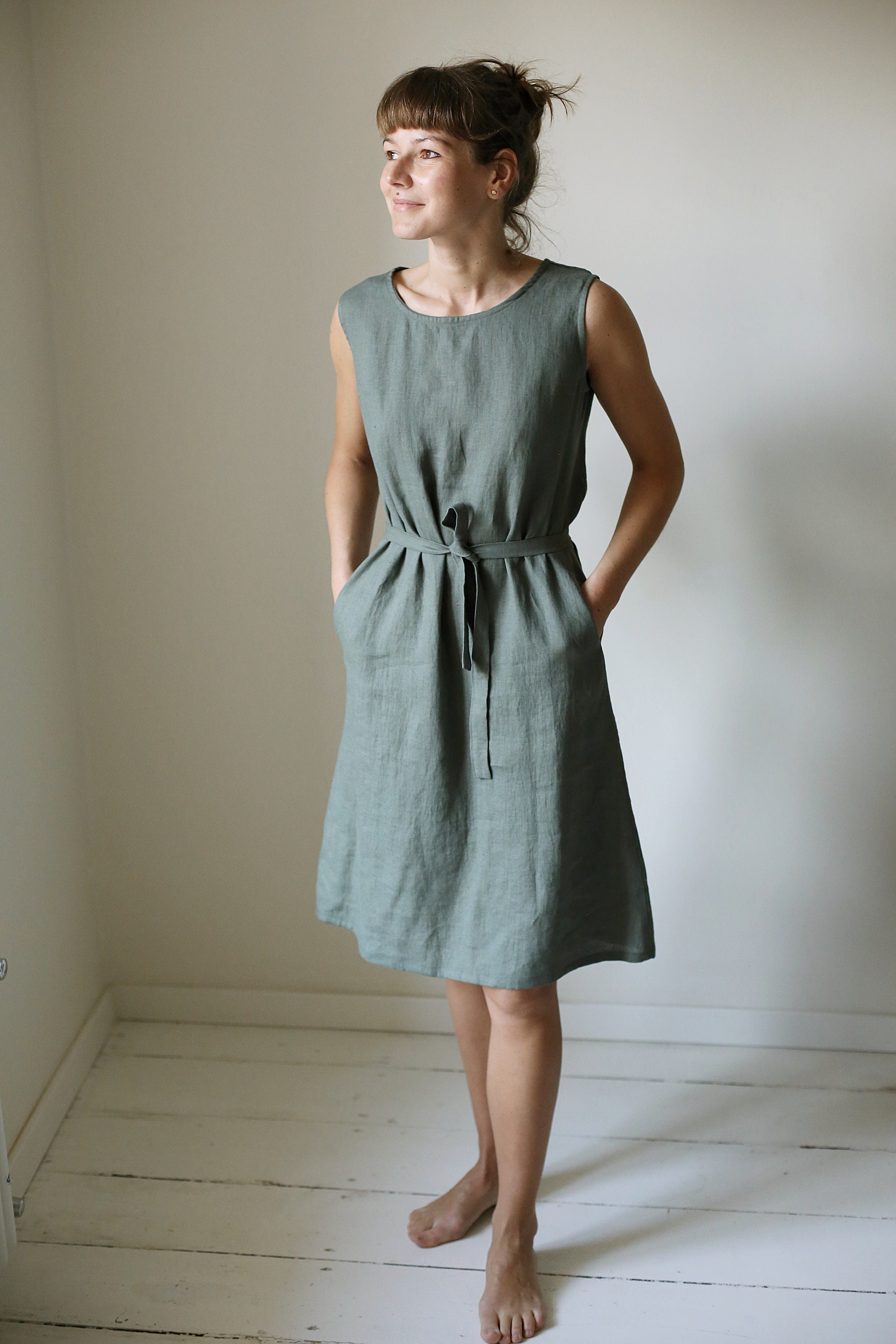 Japanese Style Linen Dress Classic Linen Dress Dress With | Etsy