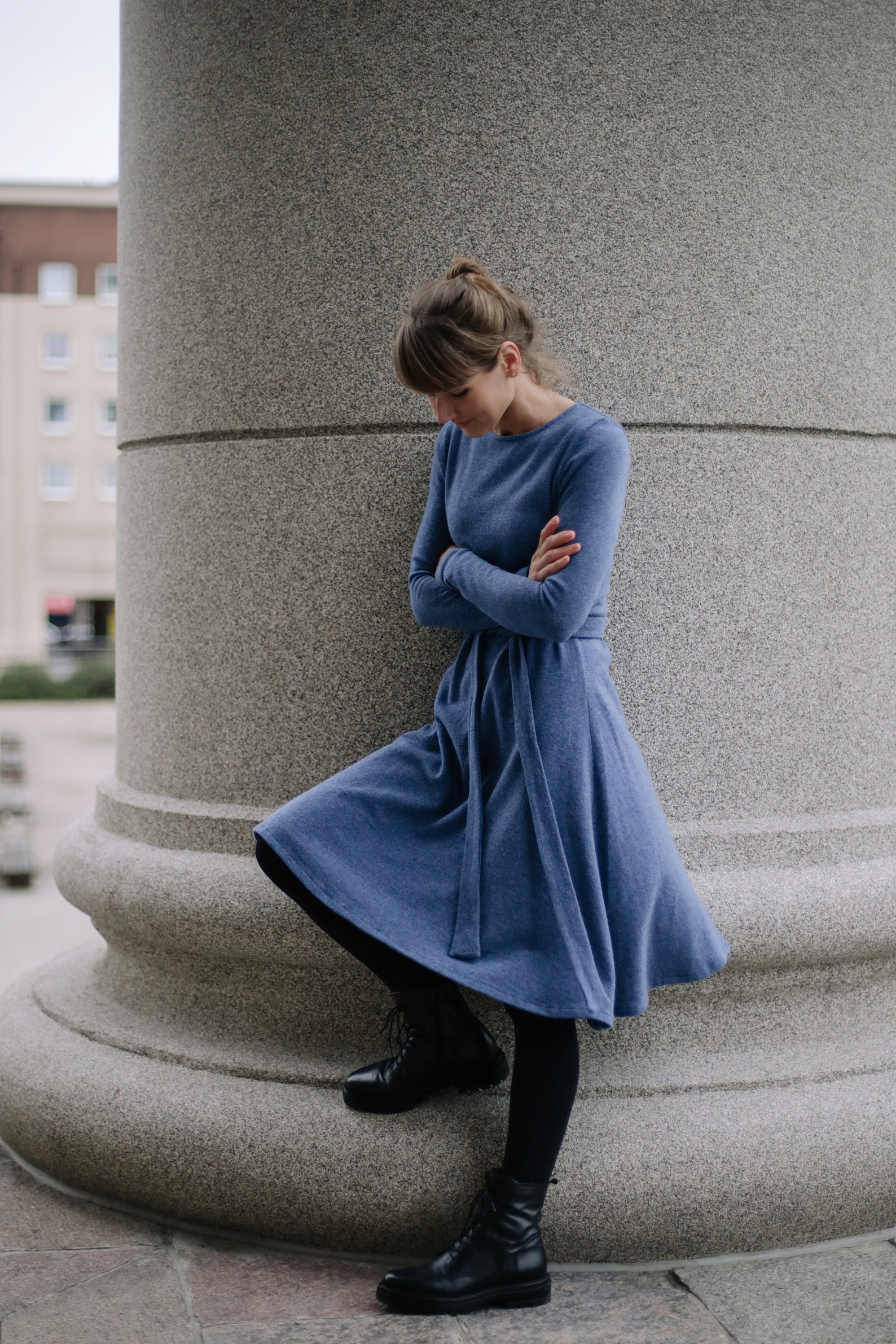 A-line Eco Wool Dress Long Dress Natural Wool Dress - Etsy