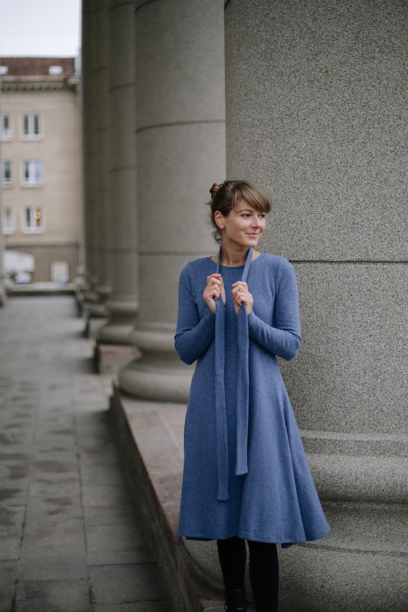 A-line Eco Wool Dress Long Dress Natural Wool Dress - Etsy
