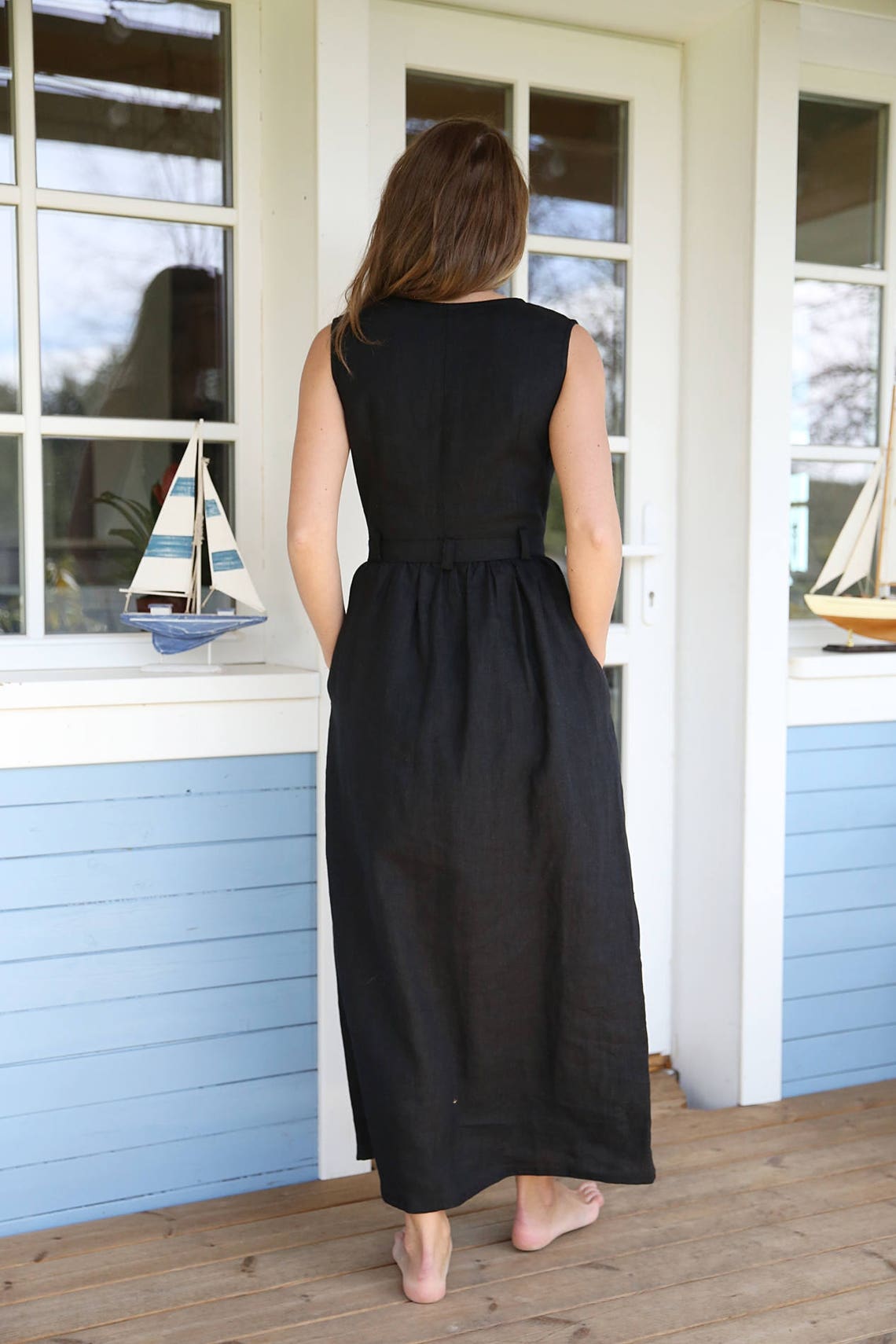 Elegant Linen Dress / Long Maxi Dress / Washed Soft Linen / | Etsy