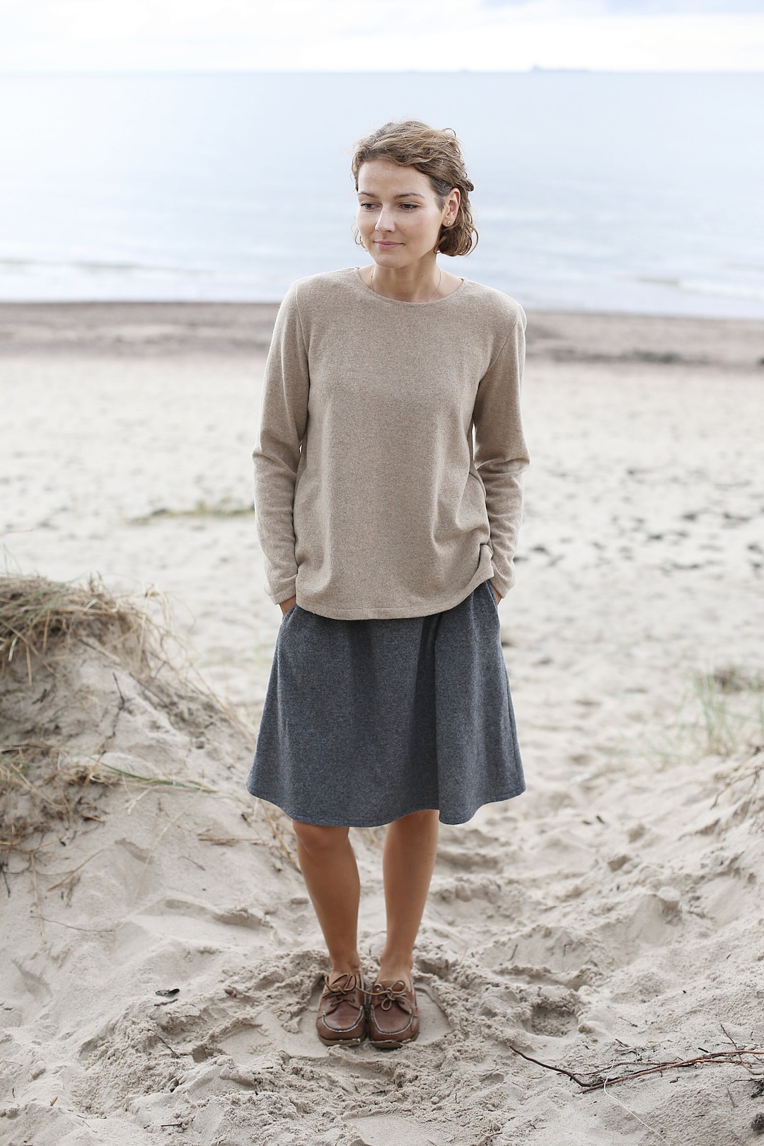 Natural Eco Wool Sweater | Oversized Sweater | Wide Sweater | Boat Neck ...