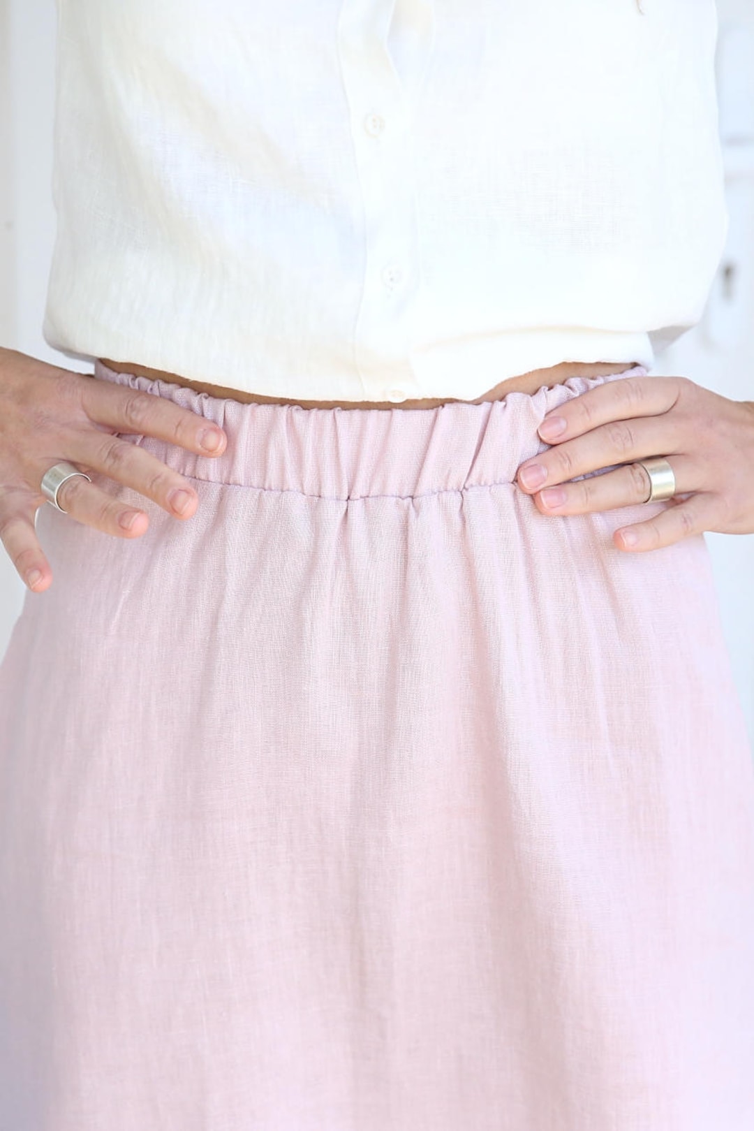 Soft Linen Skirt / Summer Linen Skirt With Pockets / Wide Skirt With ...