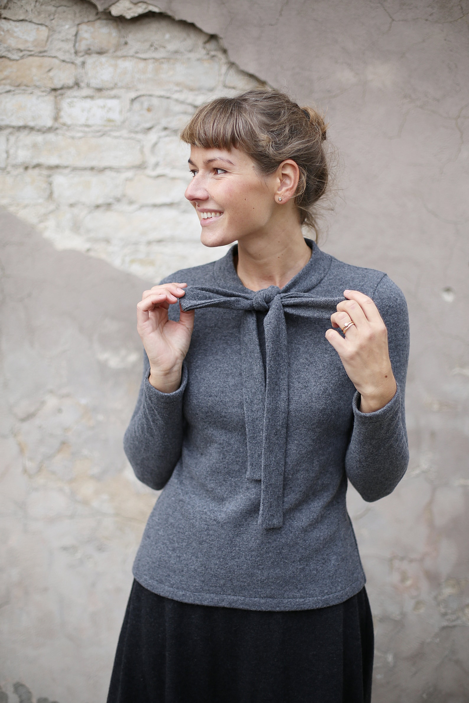 Bow Tie Natural Eco Wool Sweater | Elegant Sweater | Women Pullover ...