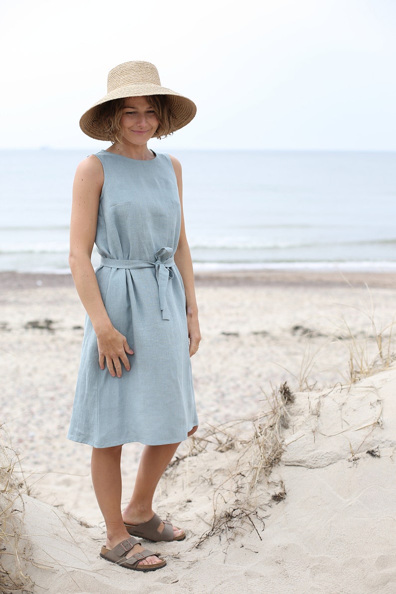 A Line Dress Minimal Linen Dress Dress With Side Pockets - Etsy