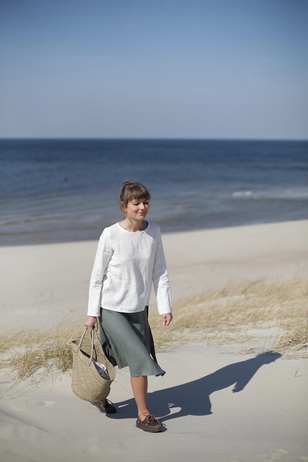Handmade White Linen Blouse, Oversized Long Sleeve Top - Etsy