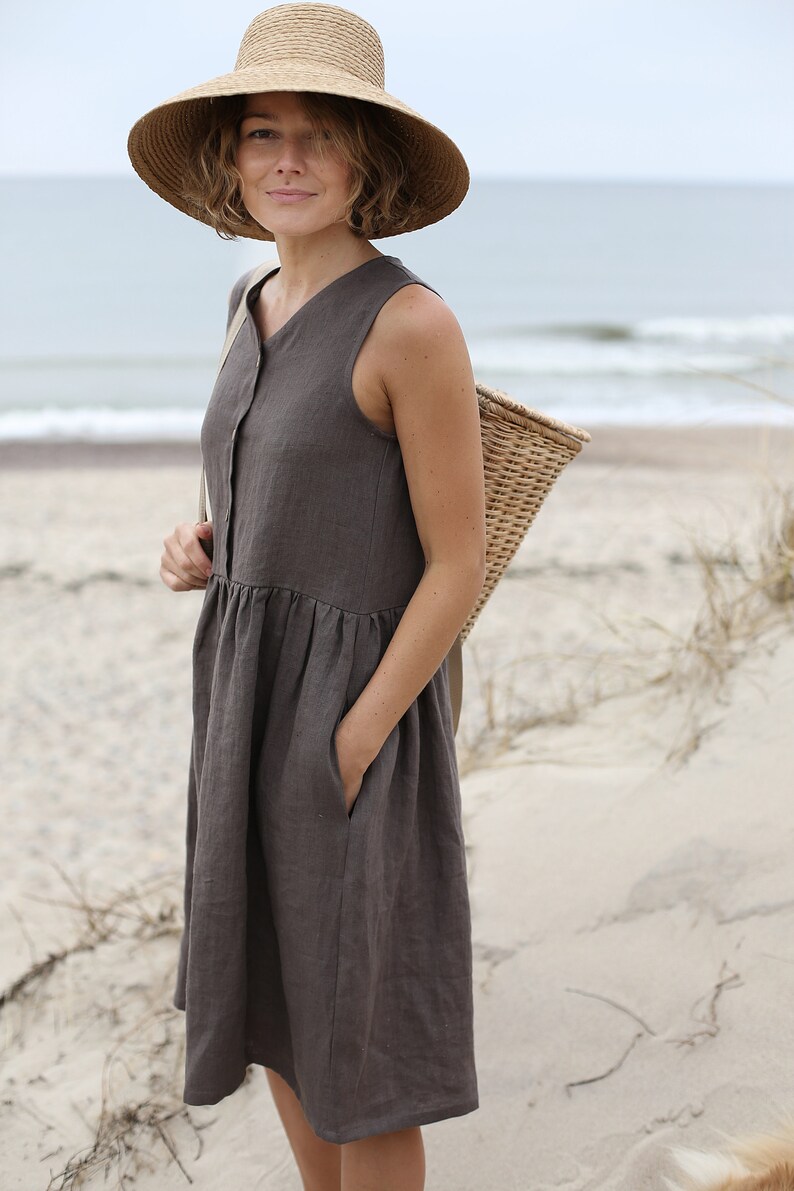 Sleeveless Handmade Linen Dress Maternity Dress Wide Fit | Etsy