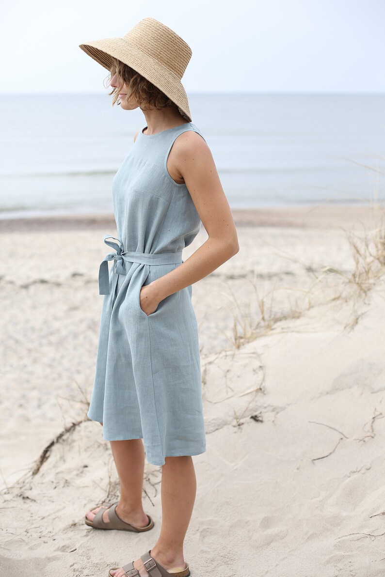 A Line Dress Minimal Linen Dress Dress With Side Pockets - Etsy