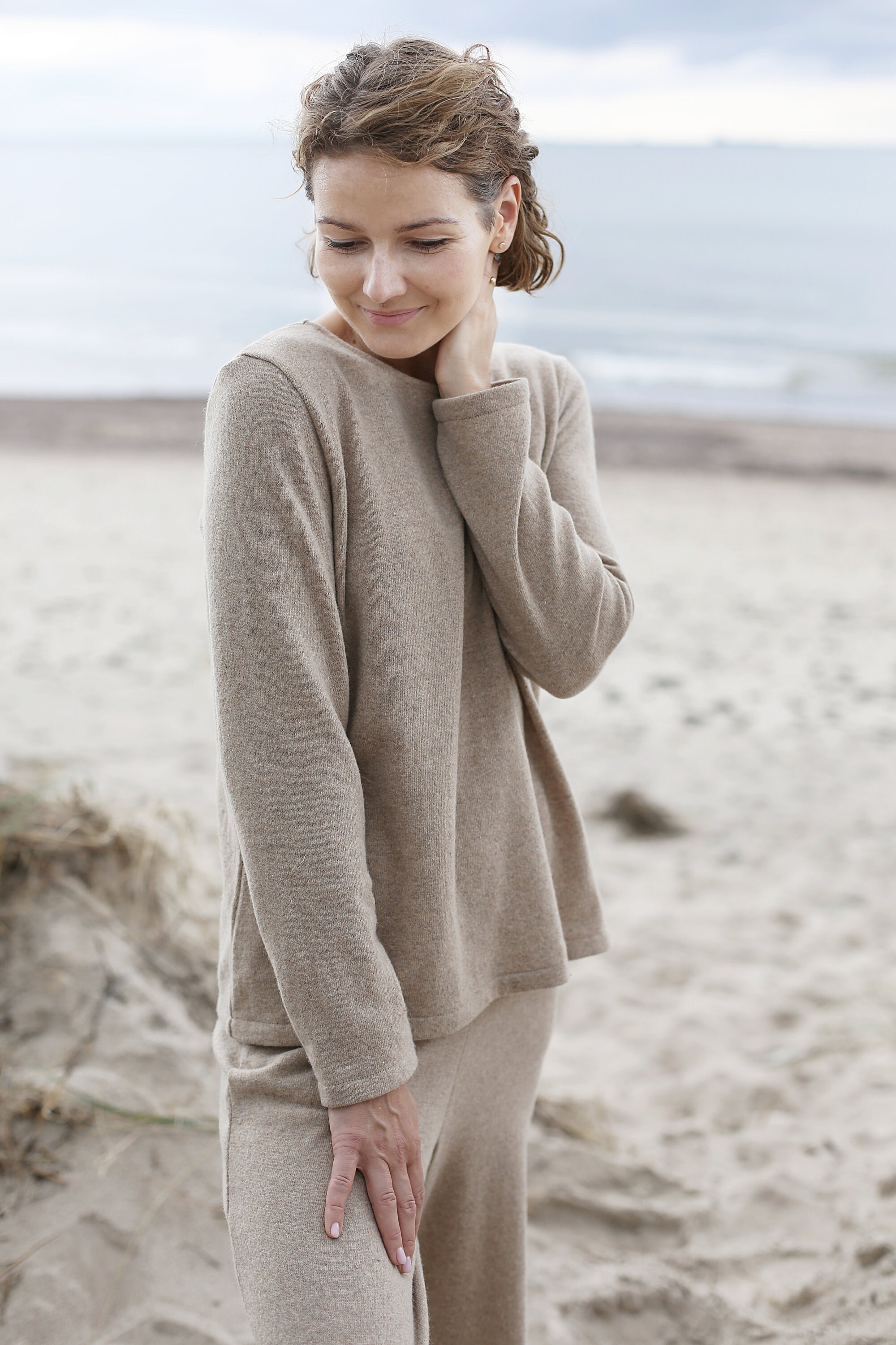 Natural Eco Wool Sweater | Oversized Sweater | Wide Sweater | Boat Neck ...