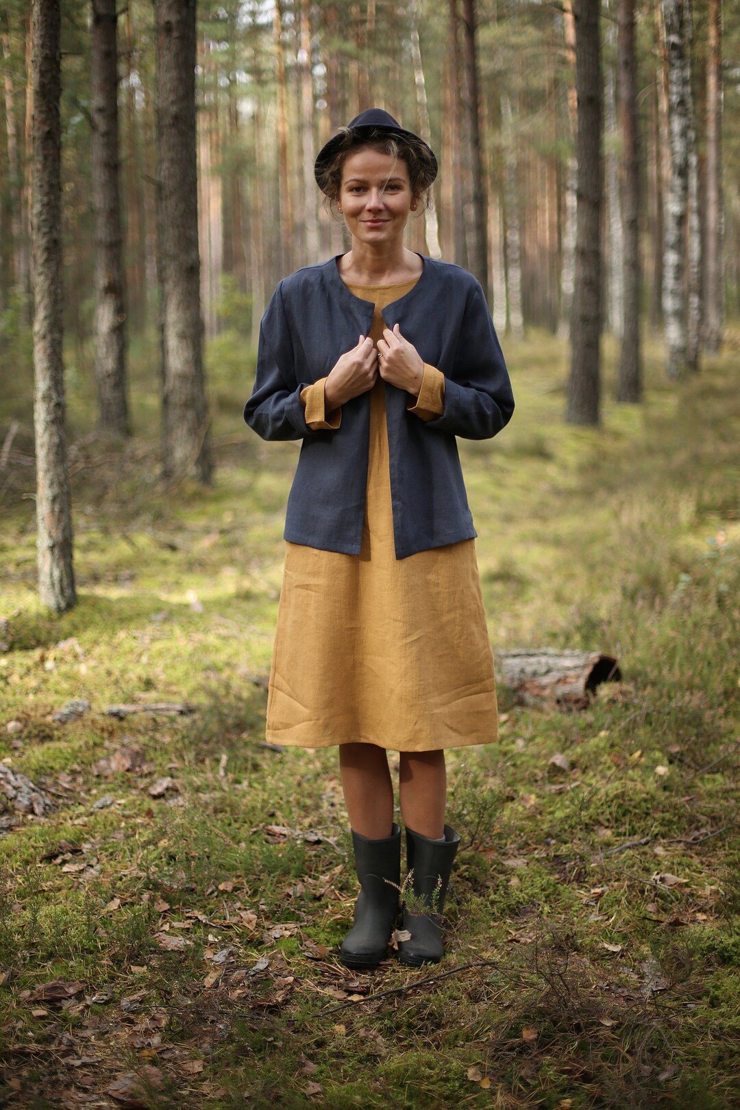 Long Sleeve Linen Jacket. Various Colors Available. Loose-fit, Front ...