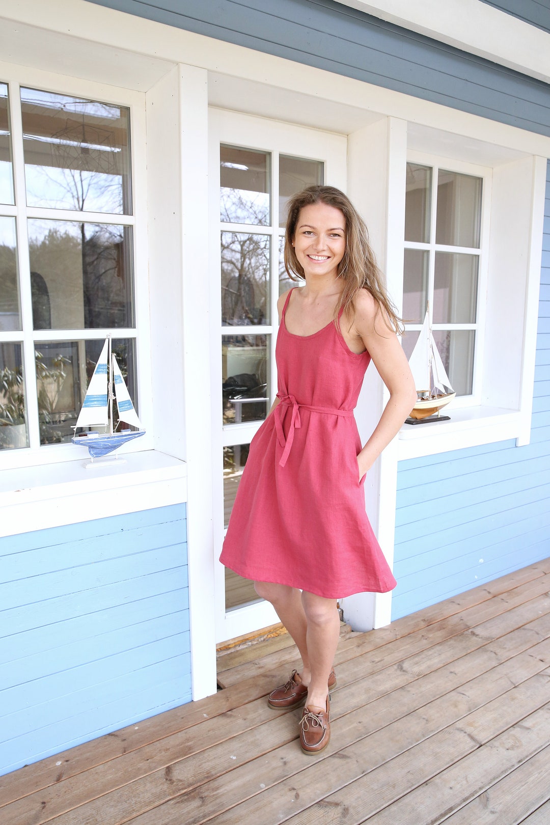 Linen Dress / Wide Dress / Summer Tunic / Fiesta Dress / Classic Dress ...