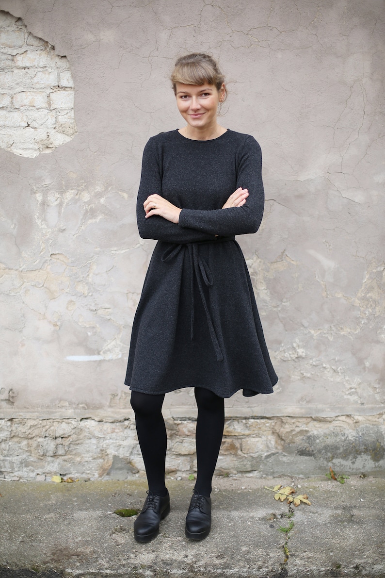 A-line Eco Wool Dress | Long Dress | Natural Wool Dress | Elegant Dress ...