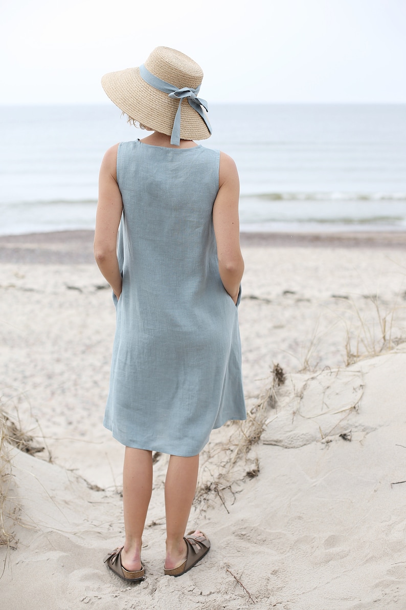 A Line Dress Minimal Linen Dress Dress With Side Pockets - Etsy