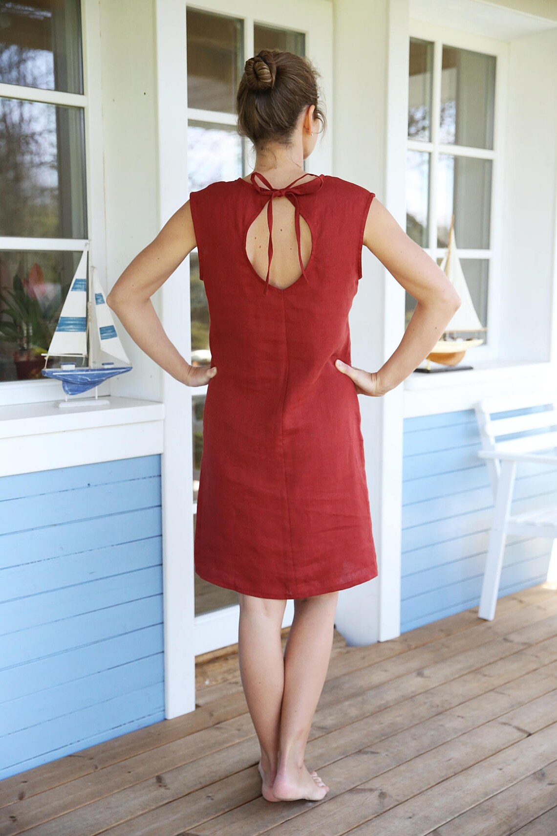 French Style Linen Dress With Open Back. Pre-washed Soft - Etsy