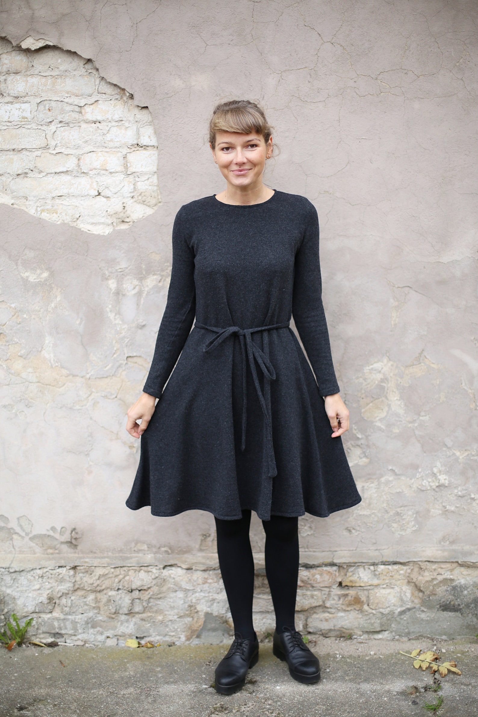 A-line Eco Wool Dress | Long Dress | Natural Wool Dress | Elegant Dress ...