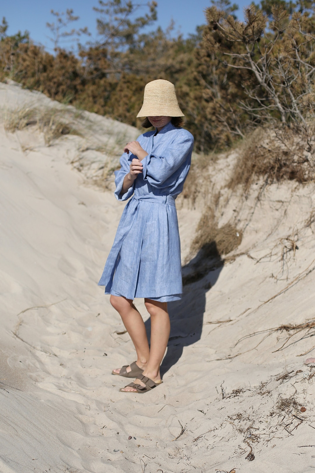 Long Denim Linen Coat / Women‘s Jacket / Dropped Linen Jacket / Elegant ...